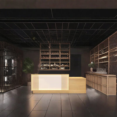 LKIWXAQ RECEPTION DESK Retro Large Bar Counter Reception 102.36'' Home ...