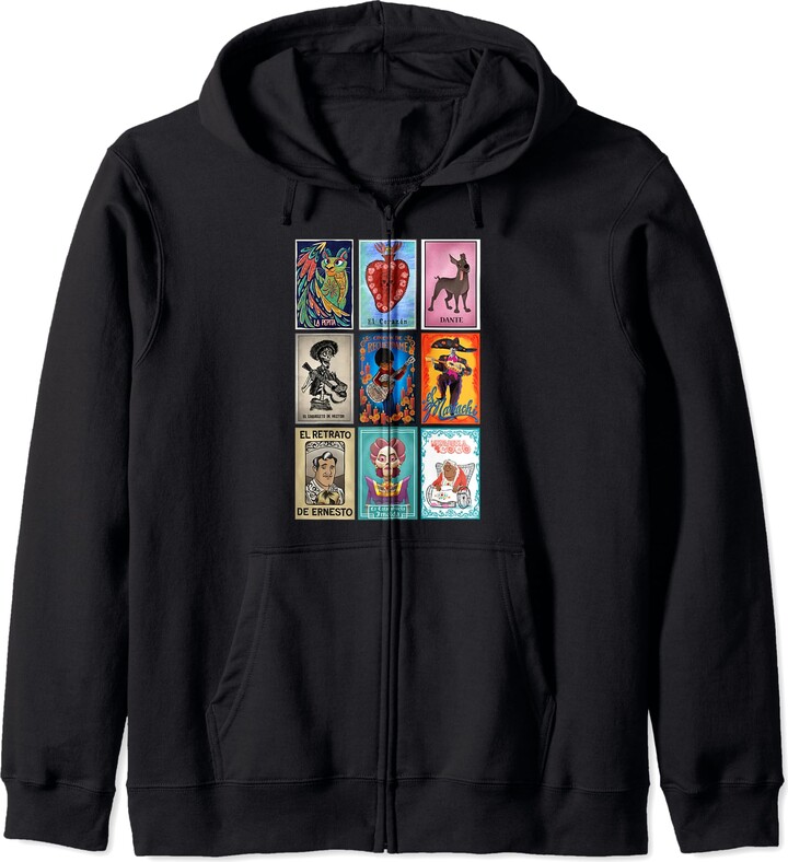 Disney Pixar Coco Epic Loteria Cards Big Chest Vintage Logo Zip Hoodie - ShopStyle