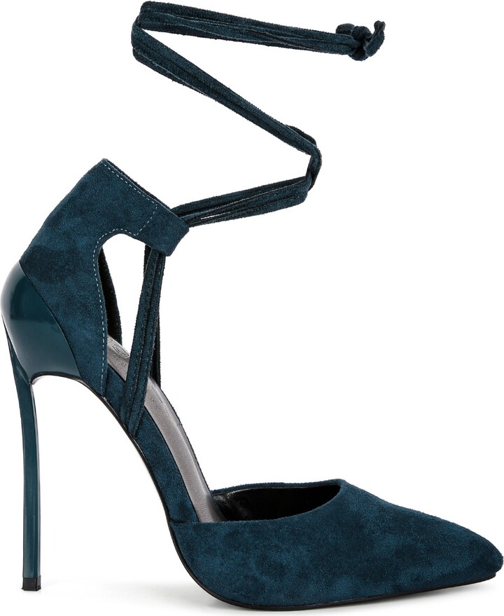 Rag & Co. - Rule Breaker Blue Lace Up Stiletto Sandals - ShopStyle
