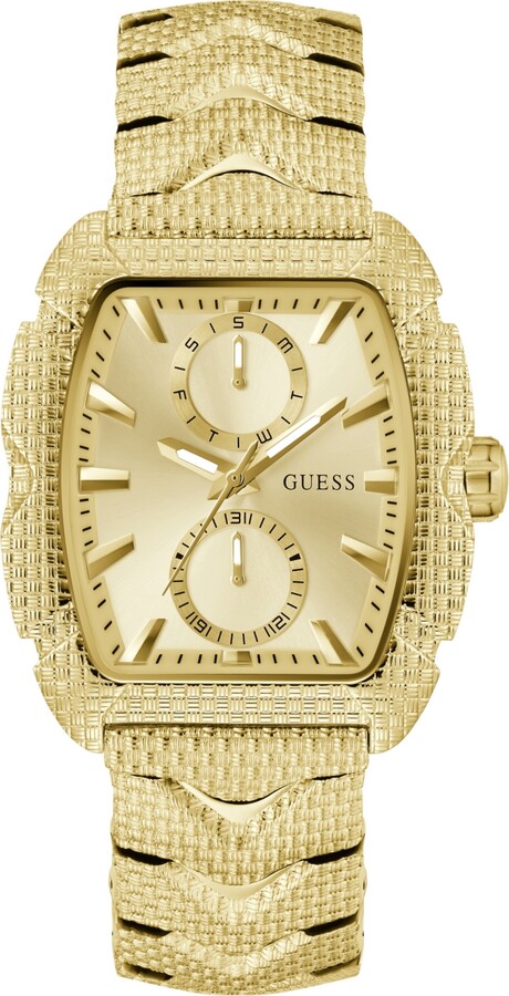 GUESS Men's Multi-Function Gold-Tone Stainless Steel Watch, 40mm ...