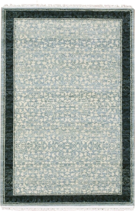 Shahbanu Rugs Shades of Blue Leaf All Over Pattern A Distinct ...