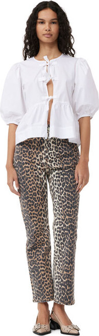 Ganni Leopard Print Betzy Cropped Jeans - ShopStyle