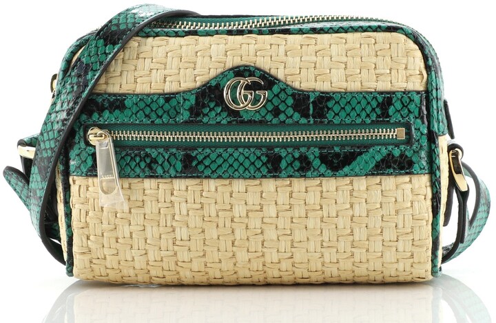 Gucci Ophidia Shoulder Bag Raffia with Snakeskin Mini - ShopStyle
