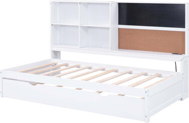 Harriet Bee Daybed With Storage Shelves, Blackboard, Cork Board, USB ...