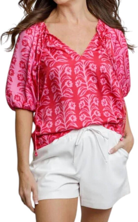 OMIKA Isla Blouse In Leya Flamingo - ShopStyle