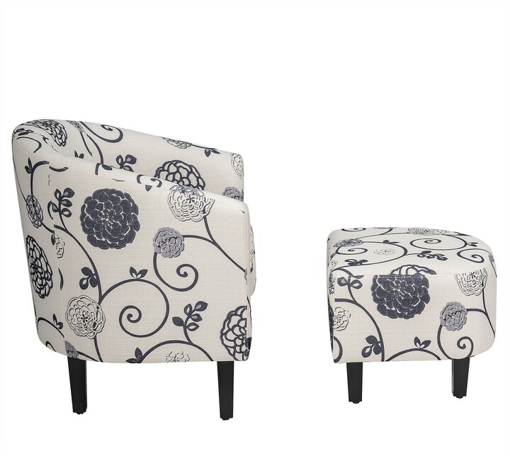 Modern Accent Tub Chair and Ottoman Set with Fabric Upholstered - 28" x ...