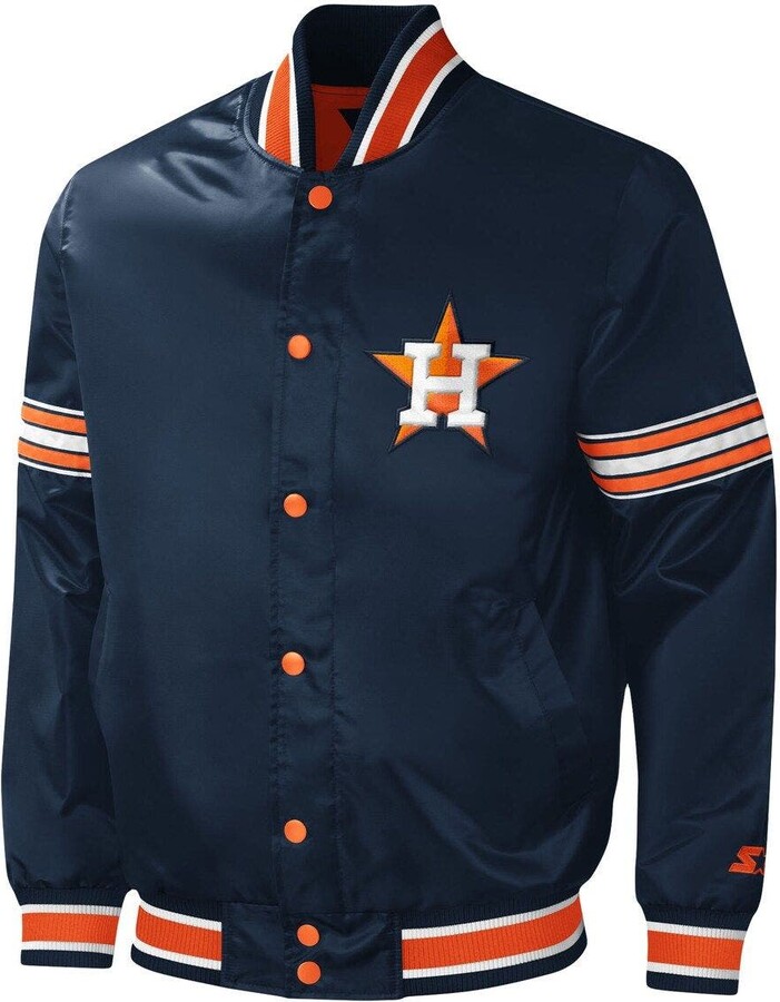 Men's Starter Navy Houston Astros Midfield Satin Full-Snap Varsity ...