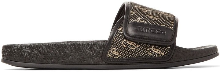 Jimmy Choo Fitz monogram touch-strap slides - ShopStyle