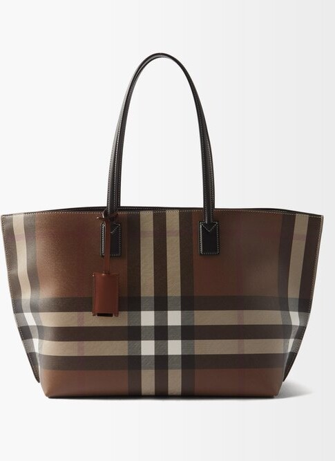 Burberry Tb Medium Checked Coated-canvas Tote Bag - ShopStyle