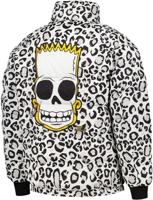 Men's Freeze Max White The Simpsons Bart Leopard Print Raglan Full-Zip ...