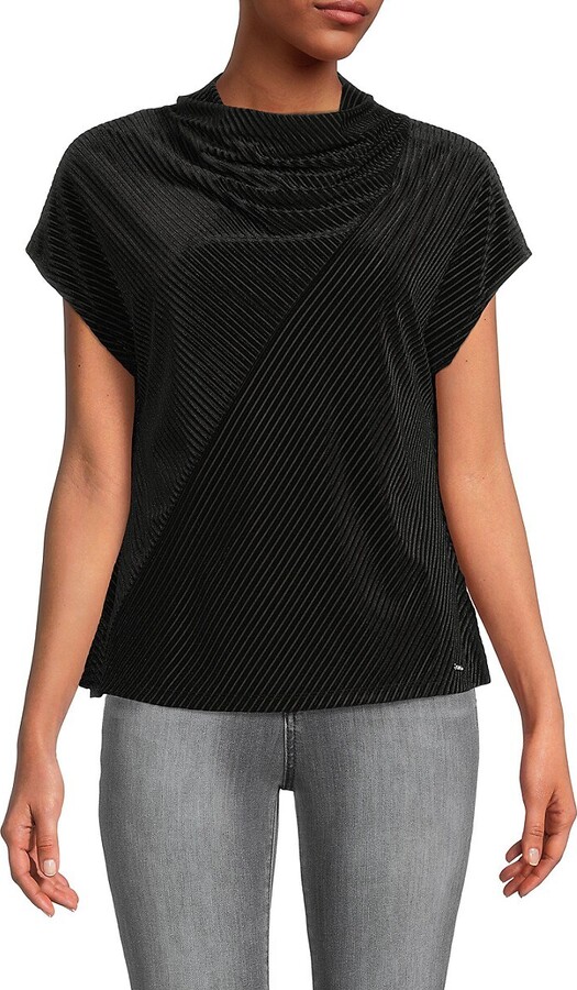 DKNY Velvet Cowlneck Top - ShopStyle