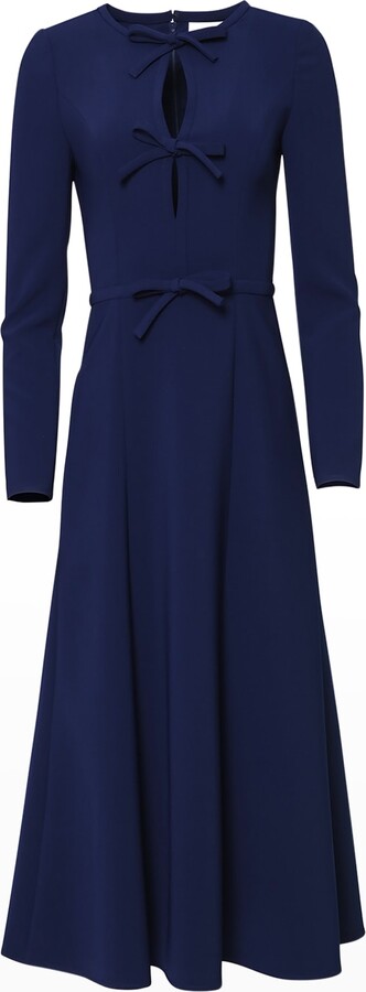 Carolina Herrera Triple Bow Keyhole-Front Midi Dress - ShopStyle