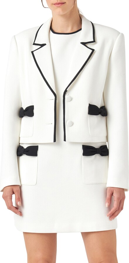 ENGLISH FACTORY Bow Contrast Blazer - ShopStyle