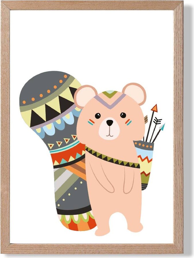 ARTZE Brown Squirrel Tribal Animal Poster with Oak Hanger - W43cm x ...