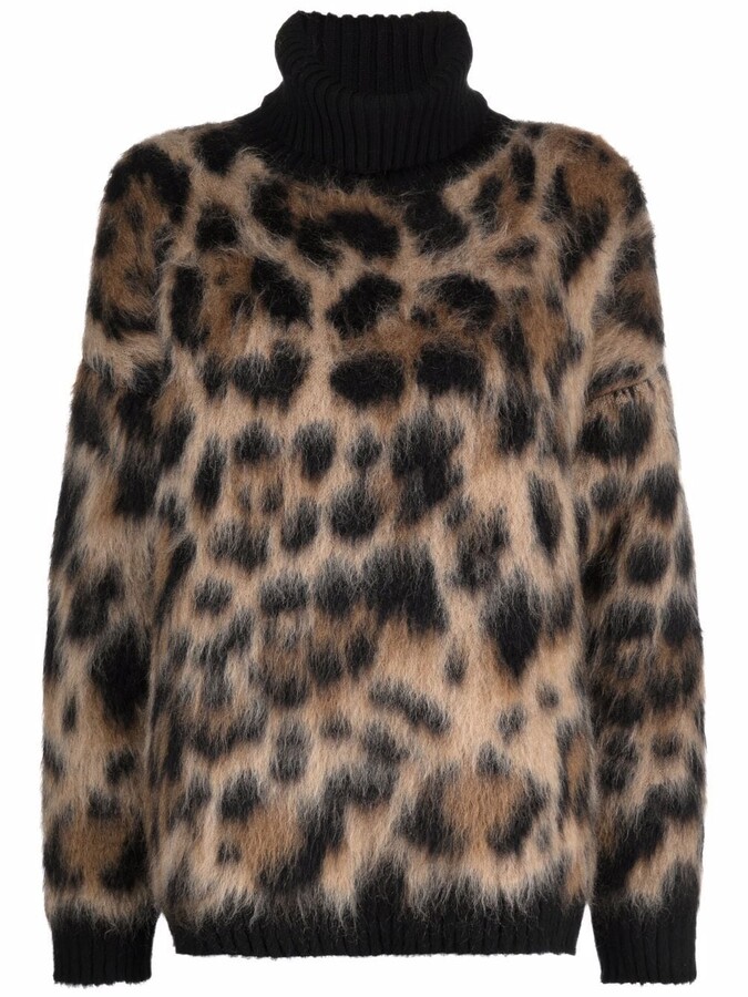 Dolce & Gabbana Leopard-Print Roll-Neck Jumper - ShopStyle Sweaters