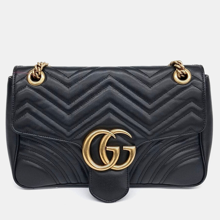 Gucci Black Leather Marmont Matrace Shoulder Bag - ShopStyle
