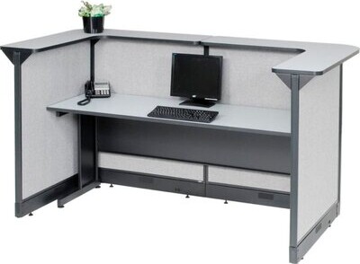 Interion U-Shaped Reception Station W/Raceway 88"W X 44"D X 46"H Cherry ...