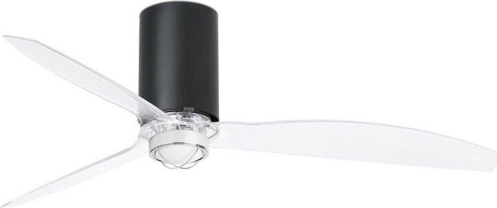 Netlighting MiniTube LED Matt Black Transparent Ceiling Fan with DC ...