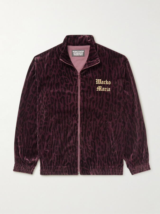 Wacko Maria Logo-Embroidered Leopard-Print Cotton-Velvet Track Jacket ...