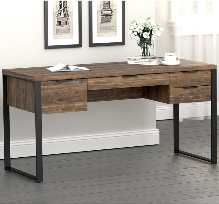 Modern Industrial Design Home Office Computer Writing Desk with Drawers ...