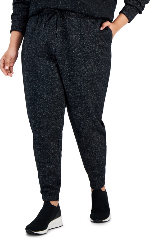 Id Ideology Plus Size Metallic-Threaded Jogger Pants, Created for Macy ...