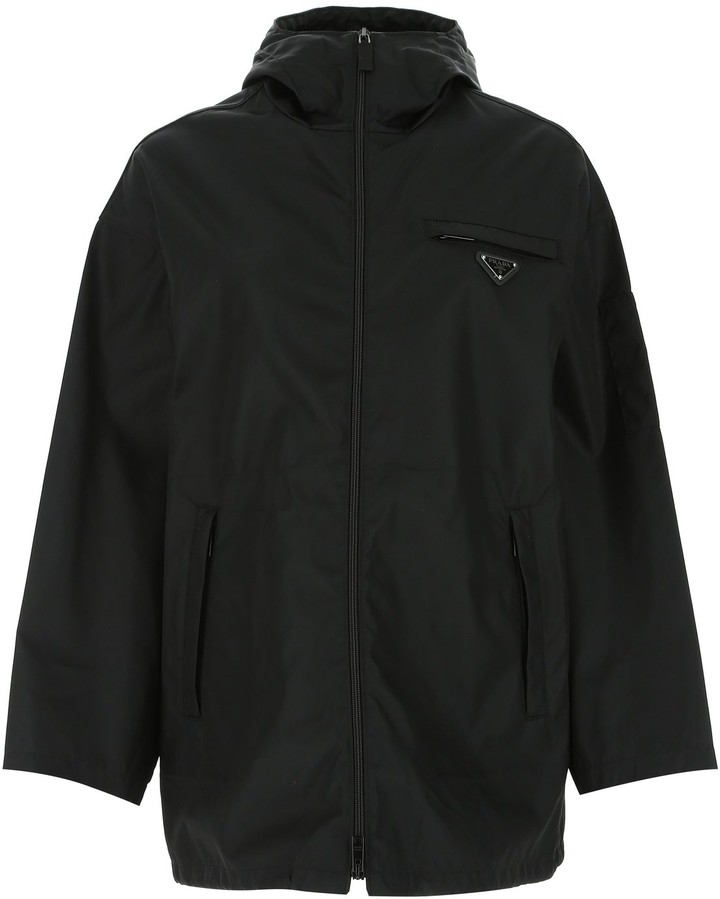 Prada Logo Plaque Hooded Jacket - ShopStyle