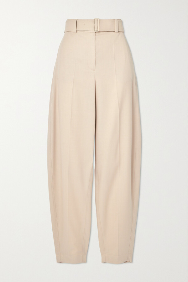 Joseph Taavi Belted Wool-twill Tapered Pants - Ivory - ShopStyle