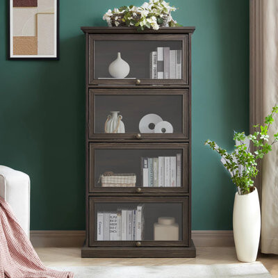 Red Barrel Studio Glass Display Cabinet 4 Tier Glass Display Cabinet ...