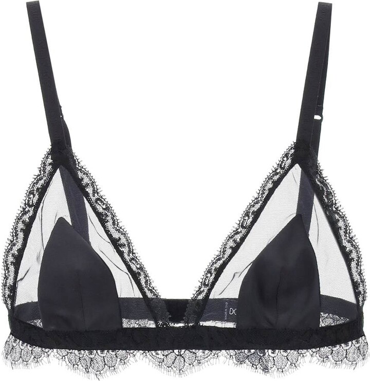 Dolce & Gabbana Women's Triangle Satin And Lace Bra - ShopStyle