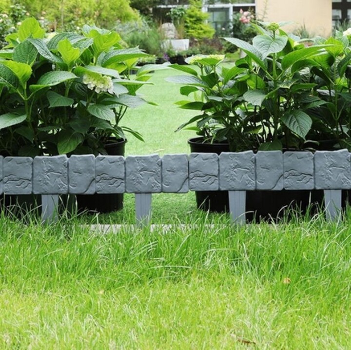 Leaper Pack of 80 Imitation Stone Garden Plastic Fence PP Foldable ...