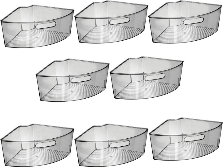 mDesign Plastic Lazy Susan Organizer Bins with Handle for Kitchen, 8 ...