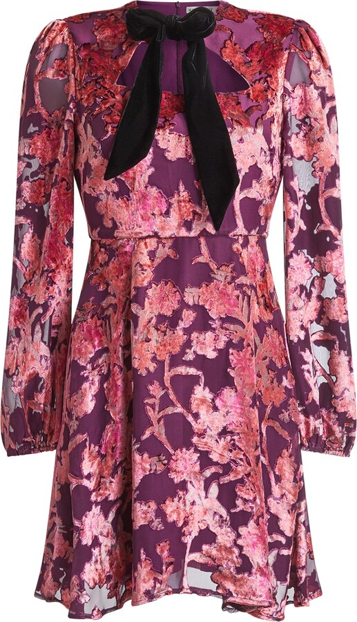 Hope and Ivy The Dolly Devore Velvet Skater Dress With Velvet Ribbon ...