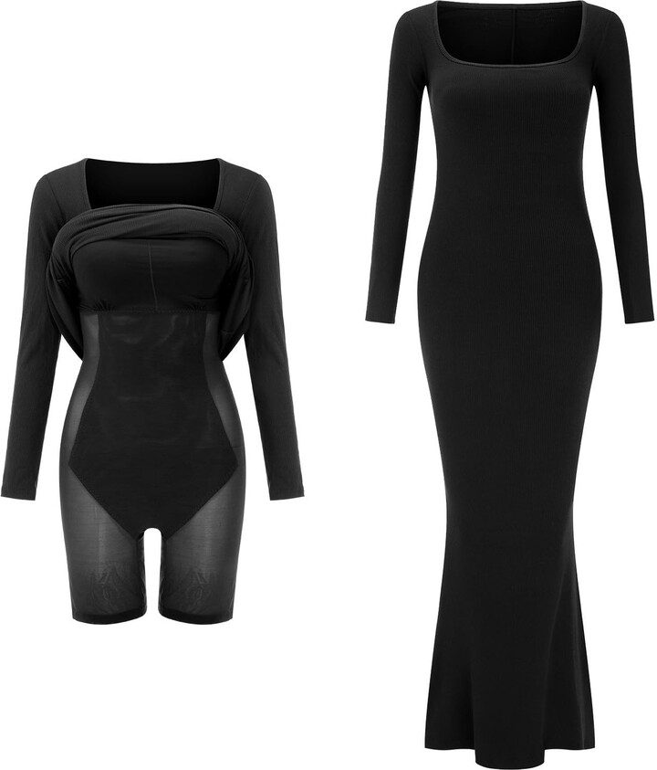 TDEOK Women's Plain Figure-Shaping Dress with Chest Padding - ShopStyle ...