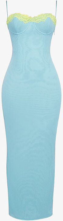 House Of CB Aiza Floral-print Stretch-mesh axi Dress - ShopStyle