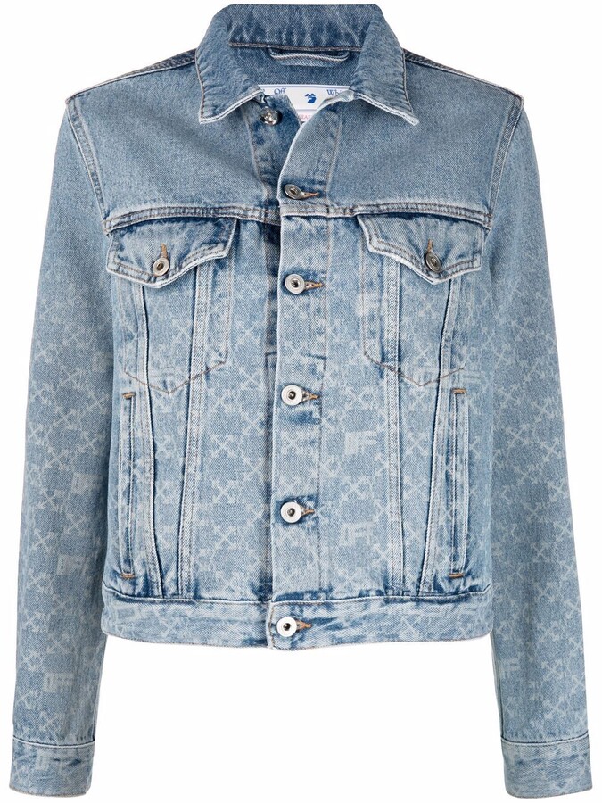 Off-White Monogram-Print Denim Jacket - ShopStyle
