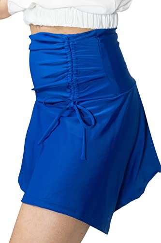 TENKU Designs High Rise Side Ruched Draw String Asymmetrical Mini Skirt ...