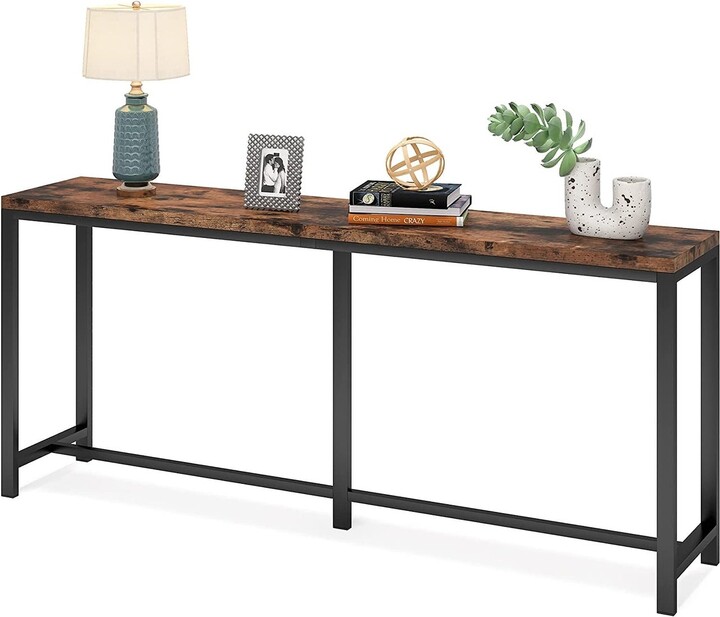 Tribesigns Rustic Brown Sofa Table, 70.9 inch Extra Long Narrow Console ...