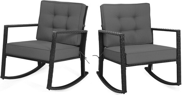 Tangkula 2PCS Outdoor Wicker Rocking Chair Glider Rattan Rocker ...
