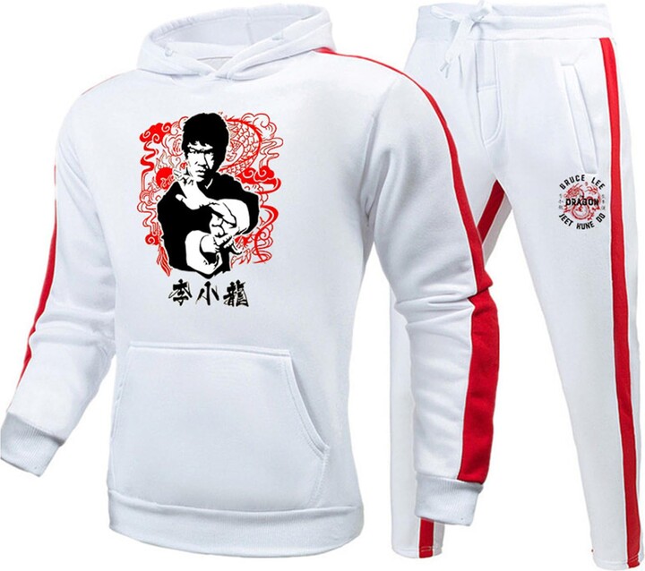 keepmore Bruce Lee Hoodie and Joggers 3D Printed Tracksuit Set Outfit ...