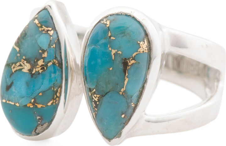 Shivam Made In India Sterling Silver Blue Copper Turquoise Ring - ShopStyle