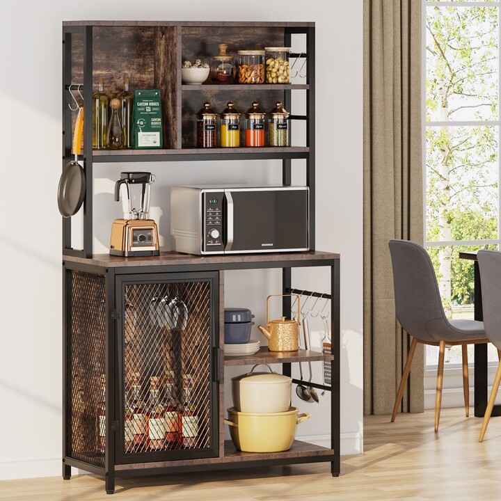 BLUEBELL 6-Tier Kitchen Baker's Rack with Wine Storage Cabinet, Utility ...
