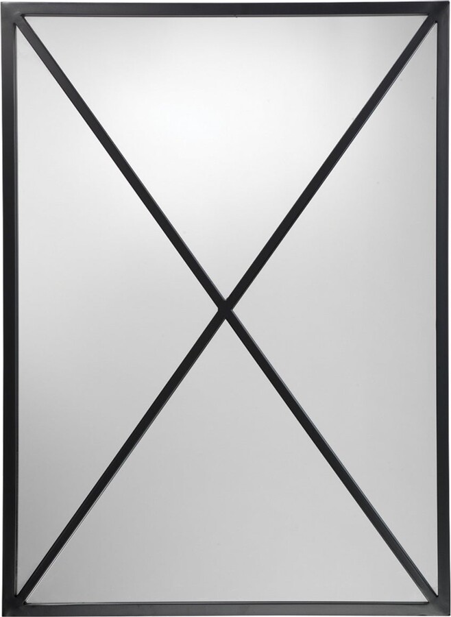 Mirror With Sleek Metal X Frame And Window Pane Design Black Saltoro ...