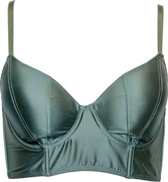 Lunalae - Taylor Longline Satin Lingerie Bra Forest Green - ShopStyle