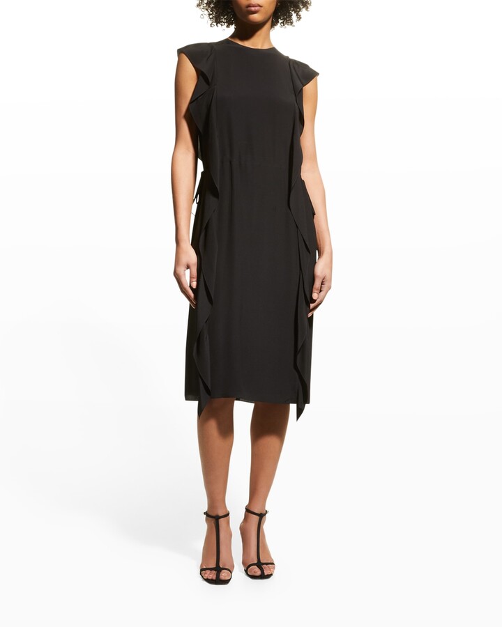 Burberry Kyle Cascade-Ruffle Side-Ties Silk Dress - ShopStyle