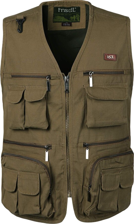 KTWOLEN Mens Multi Pocket Jacket Tactical Fishing Gilet Safari Gillette ...