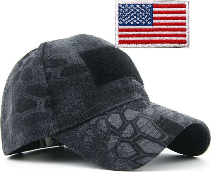 REDSHARKS Snake Camouflage Camo Baseball Cap with American Flag USA ...