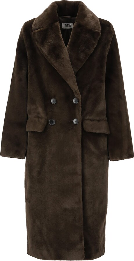 Eco-fur Double-breasted Coat from Betta Corradi: - ShopStyle
