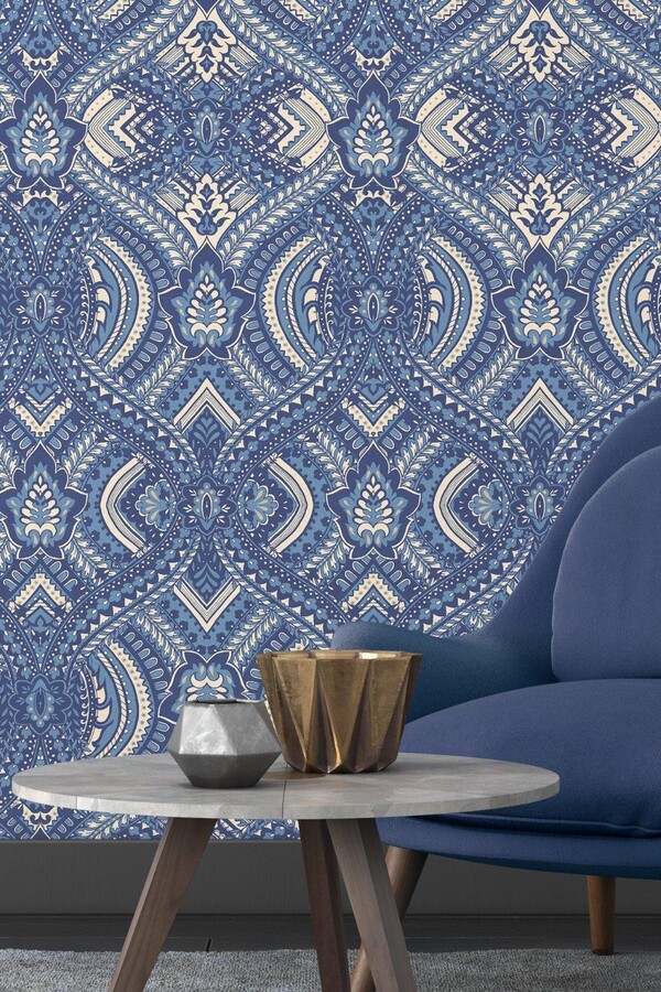 Hoopla Walls Ogee Damask Matt Wallpaper - ShopStyle Decor