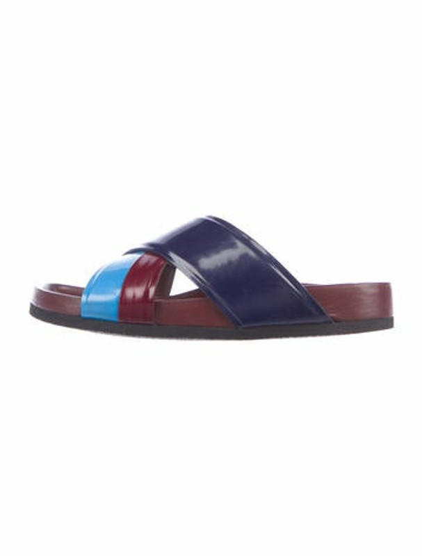 Celine Leather Colorblock Pattern Slides Red - ShopStyle Sandals