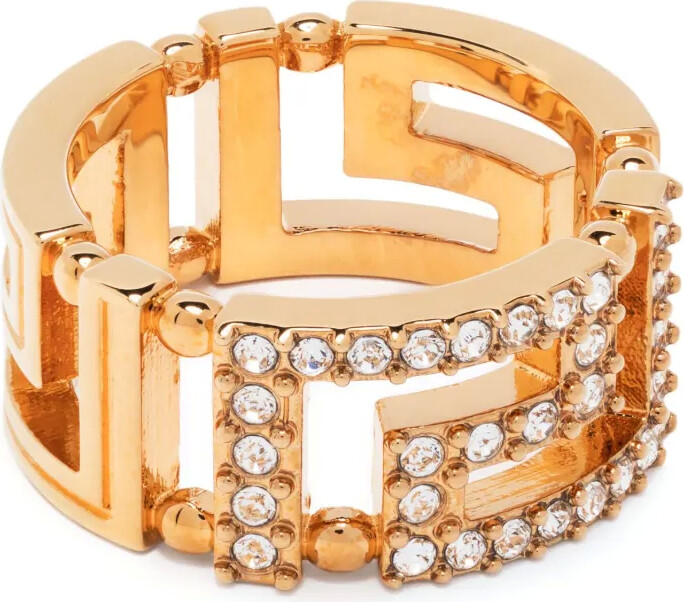 Versace Greca crystal-embellished ring - ShopStyle